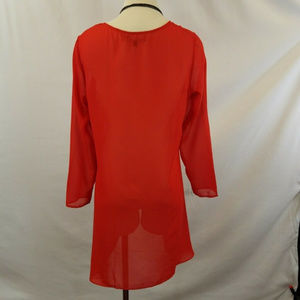 Csc Studio | Tops | Csc Studio Red Sheer High Low Tunic Blouse | Poshmark